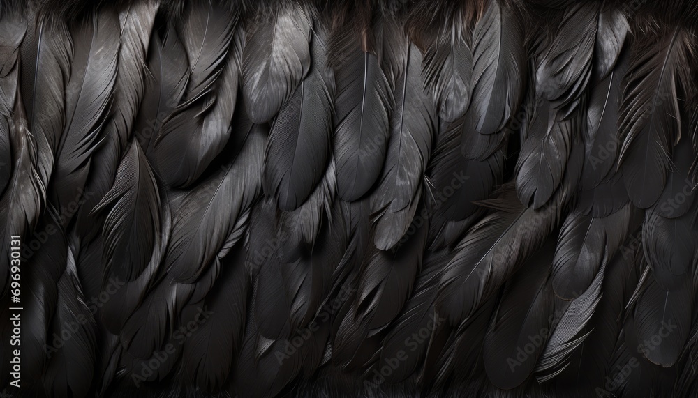 Intricate black feathers texture background detailed digital art with ...