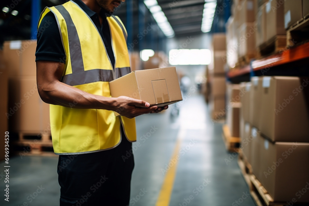 Generative ai photo of employee postman sorting boxes in a post office ...