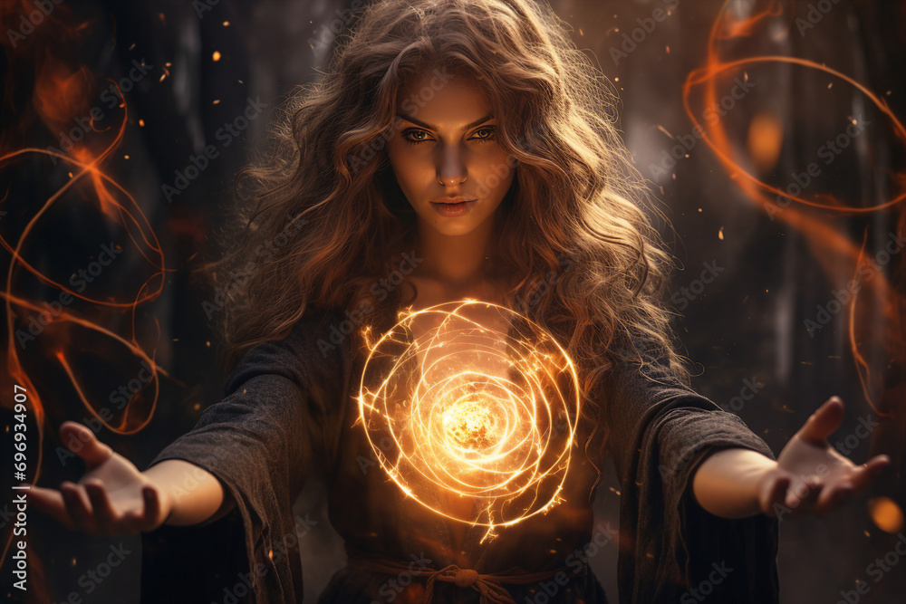 Generative AI image picture of powerful elements wizard practicing ice ...