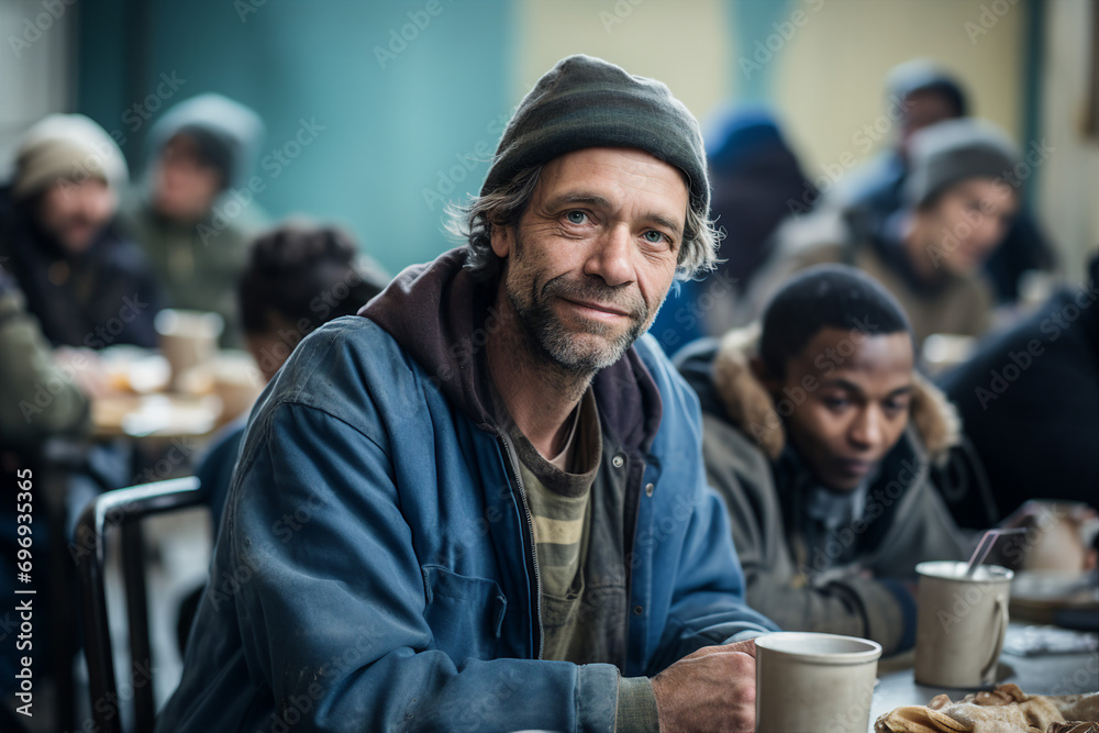 Generative AI picture of desperate homeless person man woman child poor ...