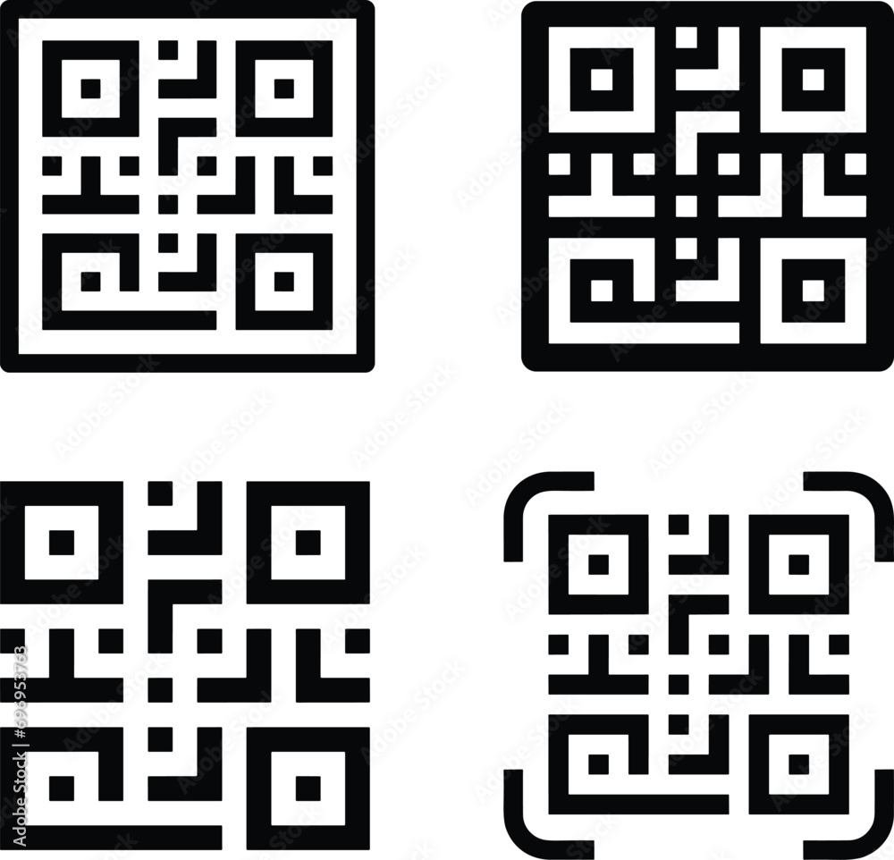 Scan Qr Code Icon Set Digital Scanning Qr Code Qr Code Scan For