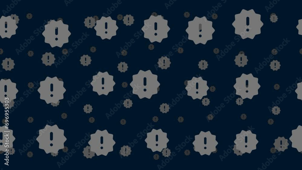 Warning symbols float horizontally from left to right. Parallax fly effect. Floating symbols are ...