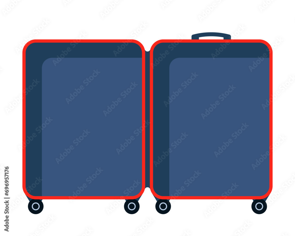 Empty open suitcase, travel concept. Empty modern wheeled suitcase ...