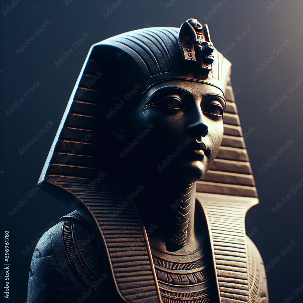 a close up of a statue of an egyptian pharaoh with a light coming out ...