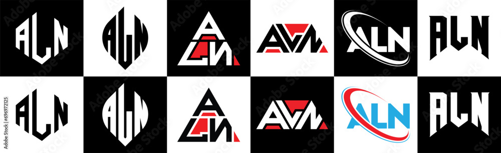 Aln Letter Logo Design In Six Style Aln Polygon Circle Triangle Hexagon Flat And Simple