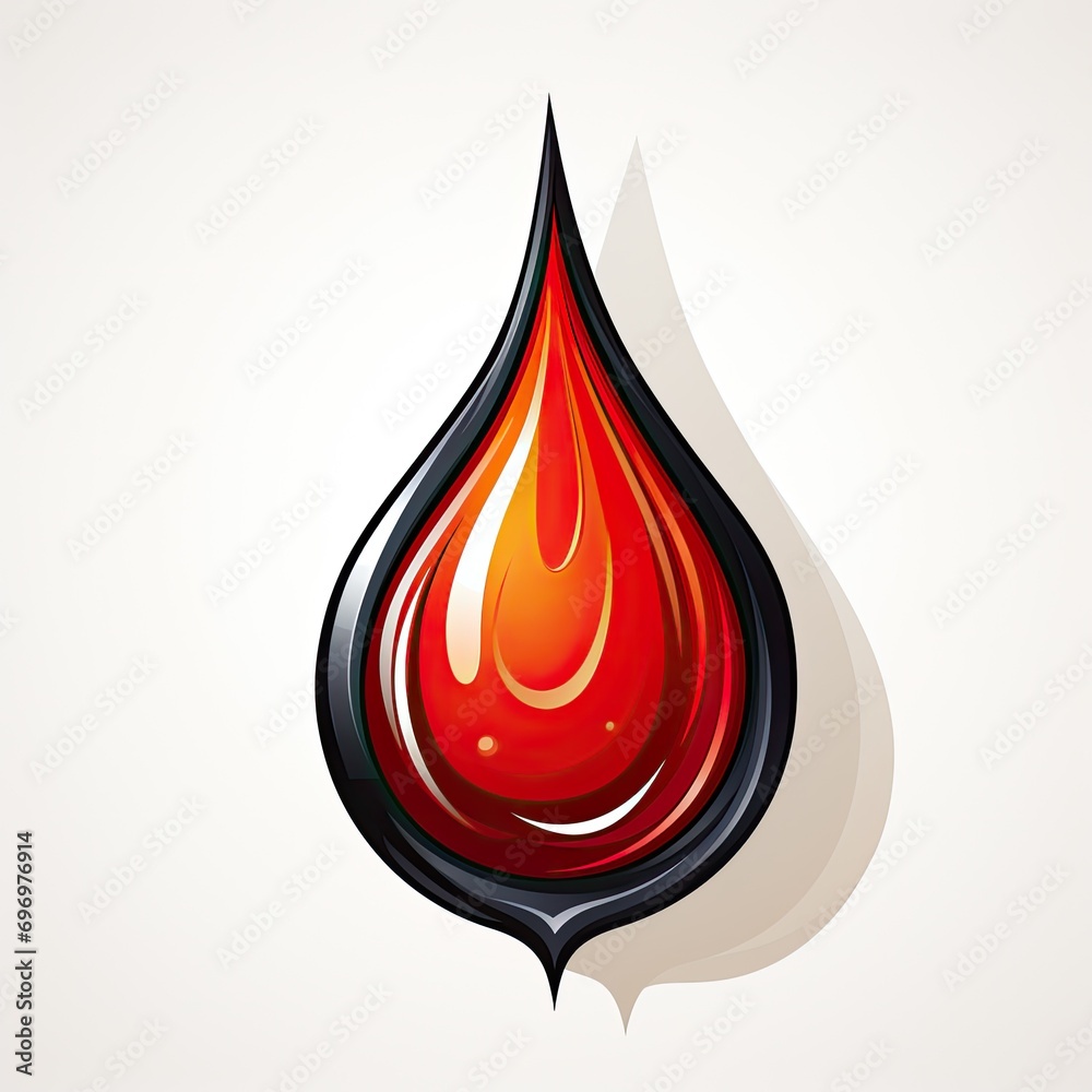 Cartoon stylized illustration of a red blood drop isolated. Blood drop ...