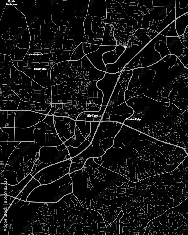 Alpharetta Georgia Map, Detailed Dark Map of Alpharetta Georgia Stock ...