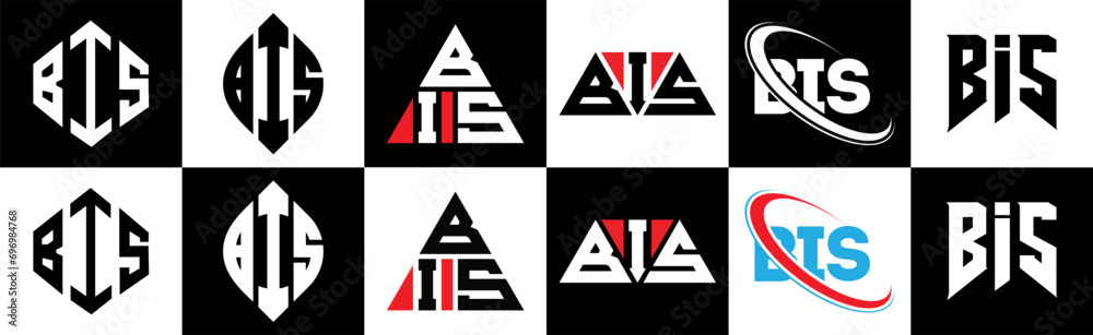 BIS letter logo design in six style. BIS polygon, circle, triangle ...