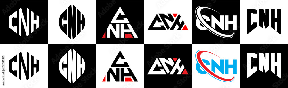 CNH letter logo design in six style. CNH polygon, circle, triangle ...
