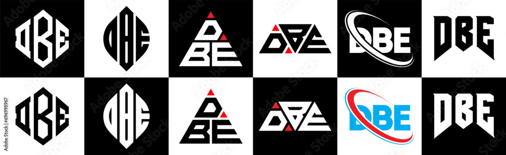DBE letter logo design in six style. DBE polygon, circle, triangle ...