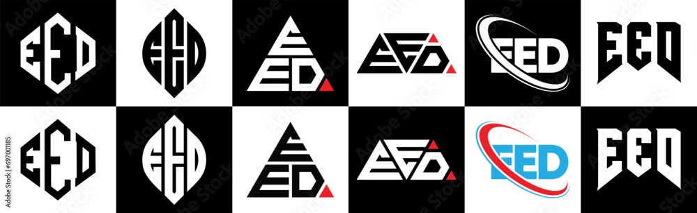 EED letter logo design in six style. EED polygon, circle, triangle ...