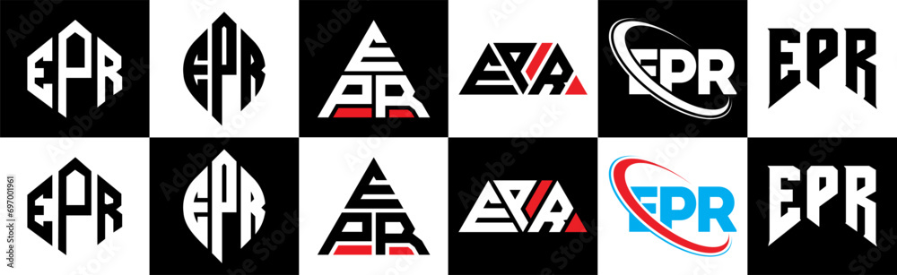 EPR letter logo design in six style. EPR polygon, circle, triangle ...