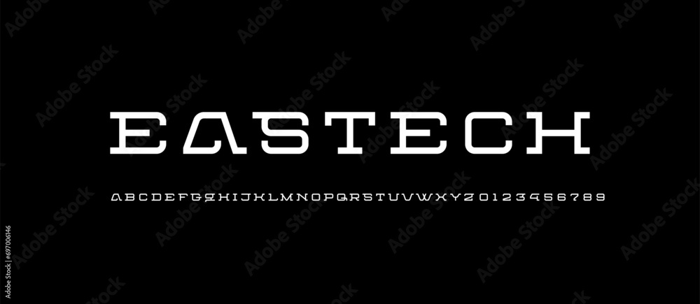 Technology modern font, digital cyber alphabet, letters A-Z and ...
