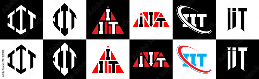 IIT letter logo design in six style. IIT polygon, circle, triangle ...