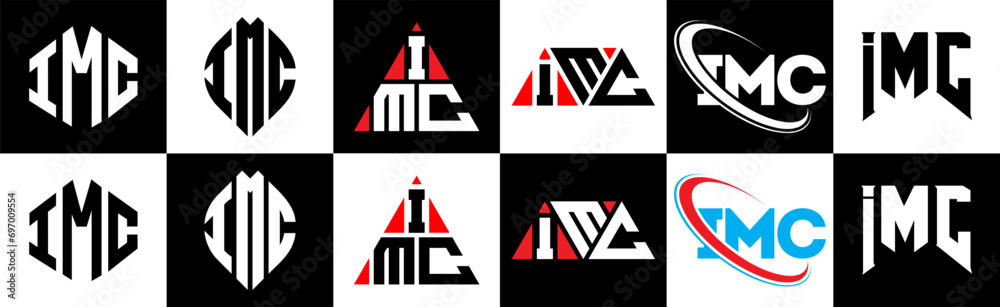 IMC letter logo design in six style. IMC polygon, circle, triangle ...
