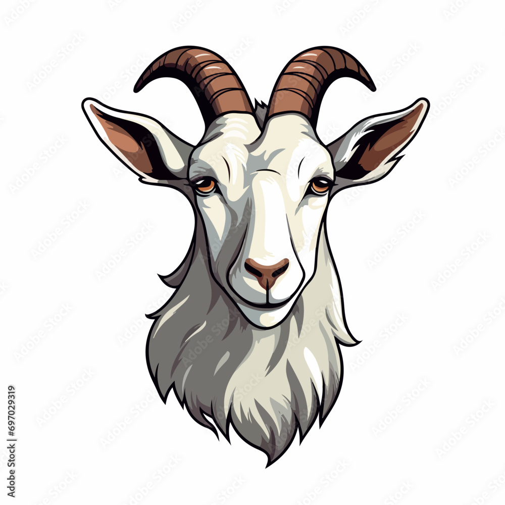 Goat flat vector illustration. Goat cartoon hand drawing isolated ...