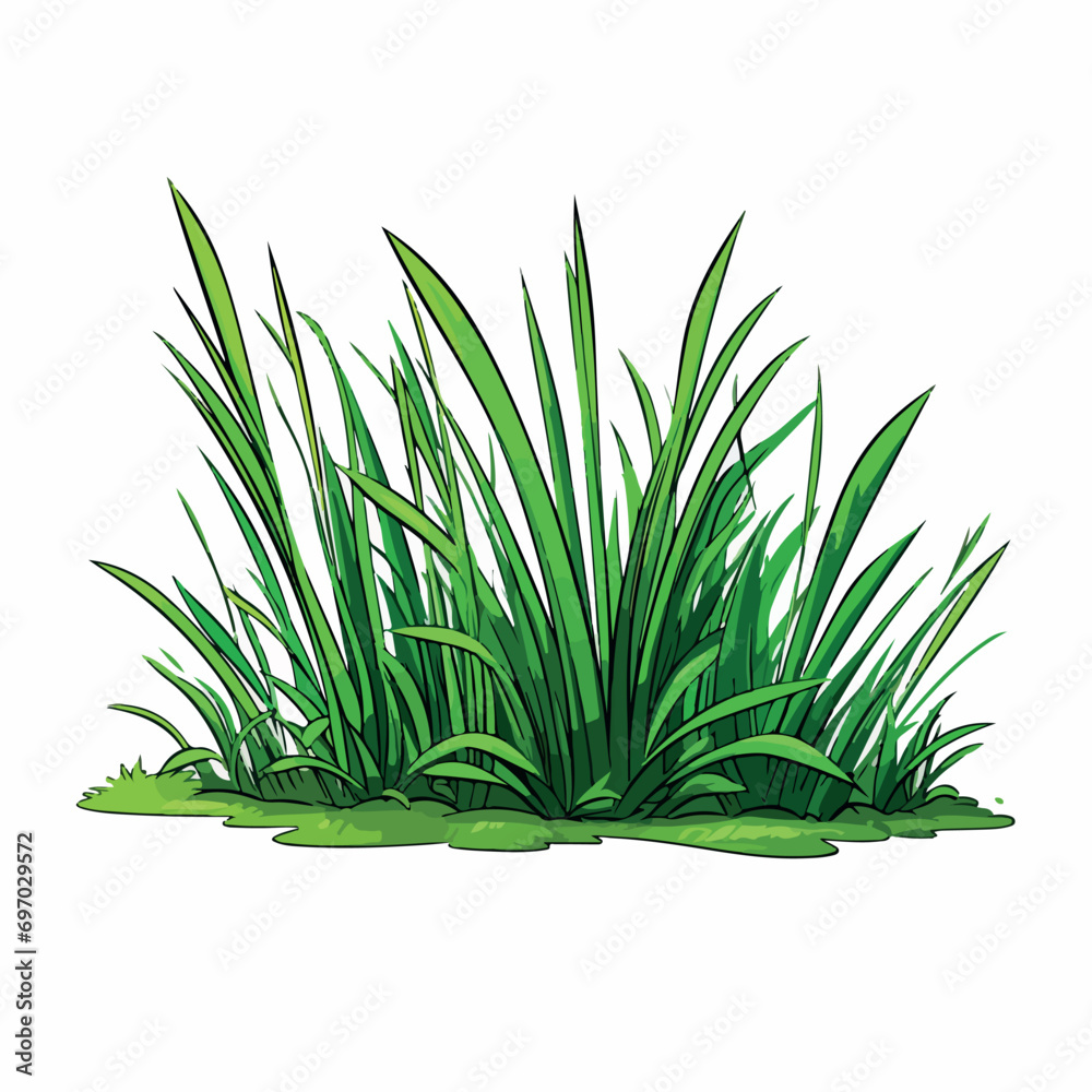 Grass flat vector illustration. Grass cartoon hand drawing isolated ...