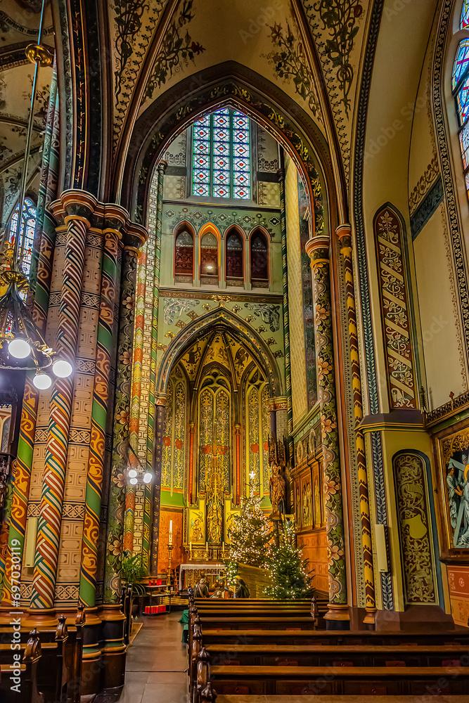 Interior of Roman Catholic Willibrord Church constructed between 1875 ...
