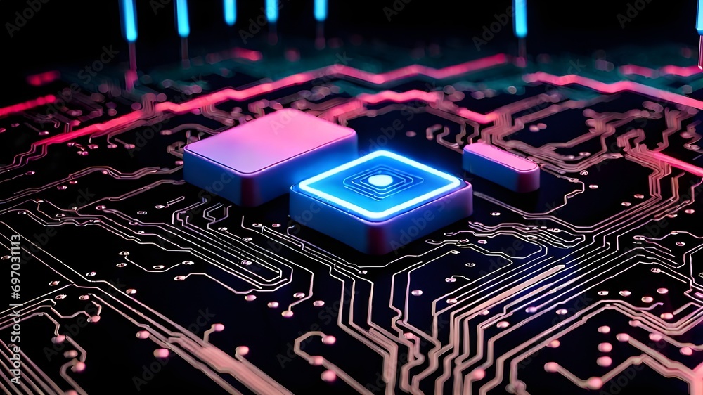 electronic circuit board, computer motherborad, modern technology chip ...