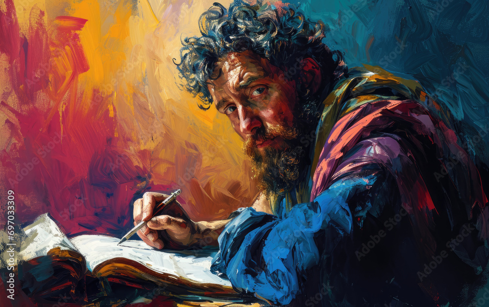 Marcus Aurelius - Stoic philosopher writing letters in his study Gen AI ...