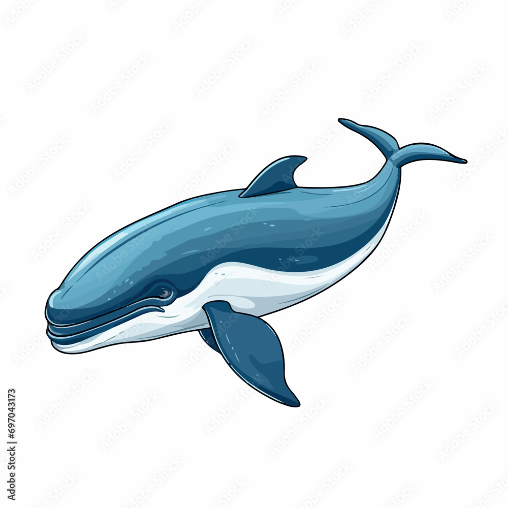 Whale flat vector illustration. Whale cartoon hand drawing isolated ...