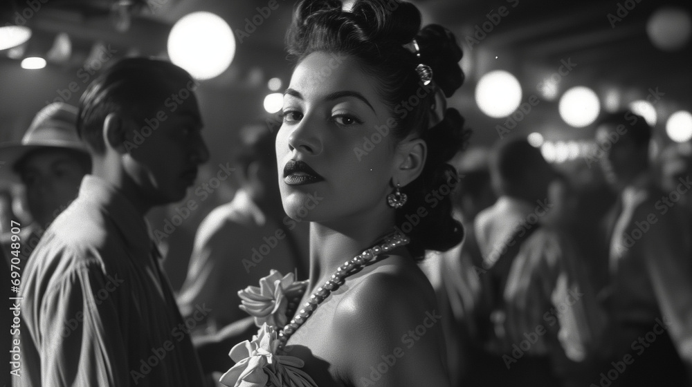 Movie still of beautiful latina woman at a bar in the 1950s Stock Photo ...