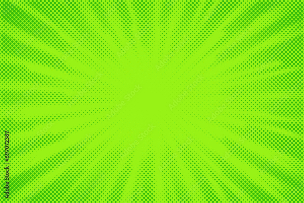 Green comic background. Art pop cartoon light backdrop. Halftone effect ...