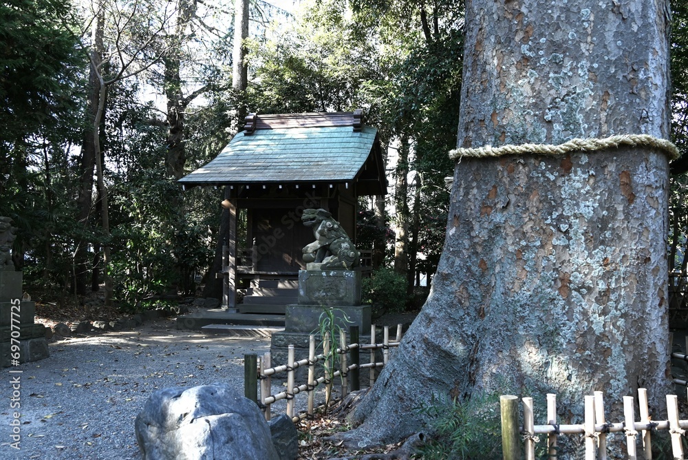 The precincts of a Japanese shrine. There are over 100,000 shrines ...