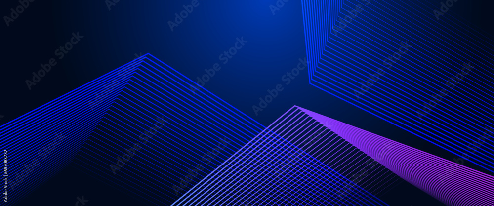 Black blue and purple violet vector 3D modern line futuristic tech ...