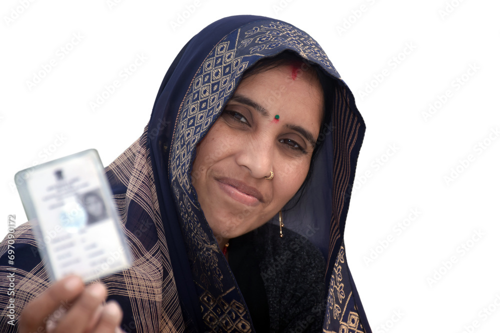 Indian rural woman wearing a sari with smiling face shows her bl Stock ...