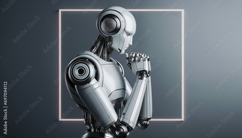 Futuristic robotic figure with sleek Y2K design, poised for advanced ...