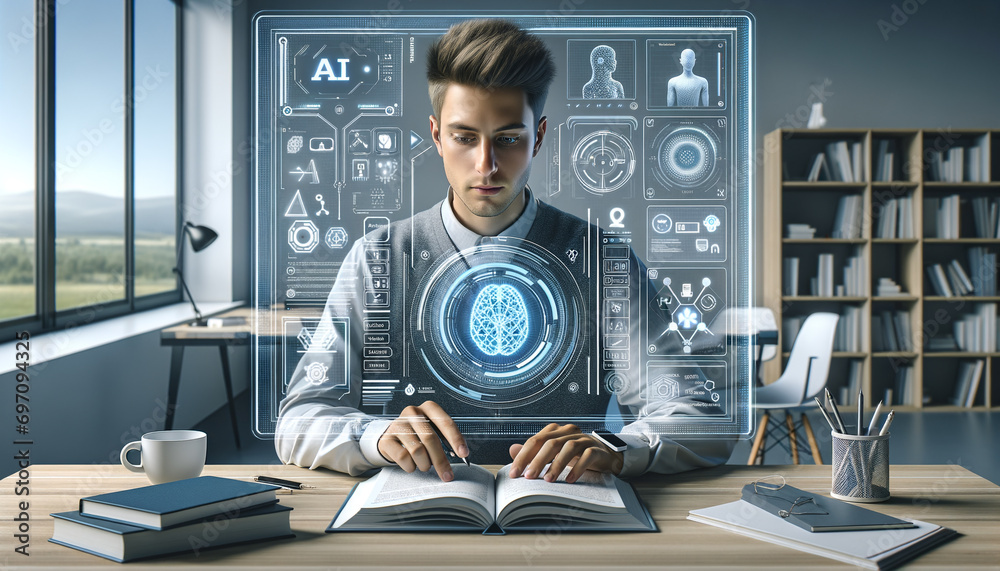 Future of Learning: AI-Driven Education in a Modern Classroom Stock ...