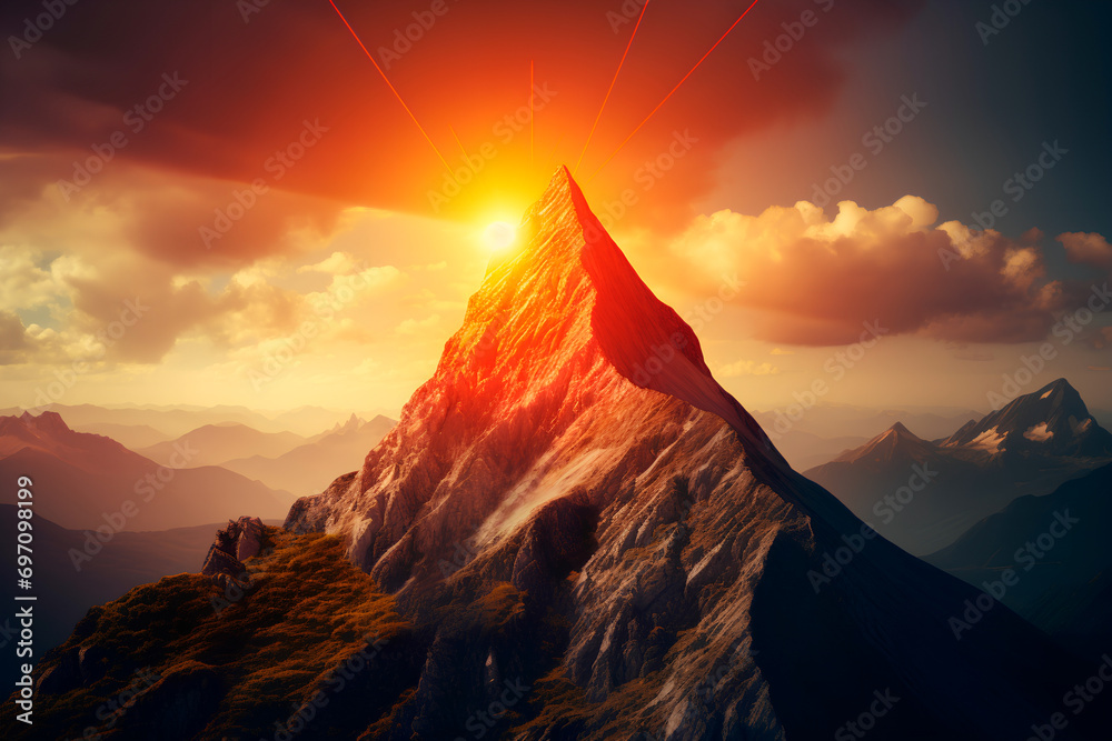 Ascending to success: Depicting a person climbing a slope toward a ...