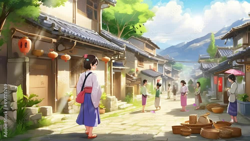 Rural life in Asia featuring a serene and peaceful natural environment ...