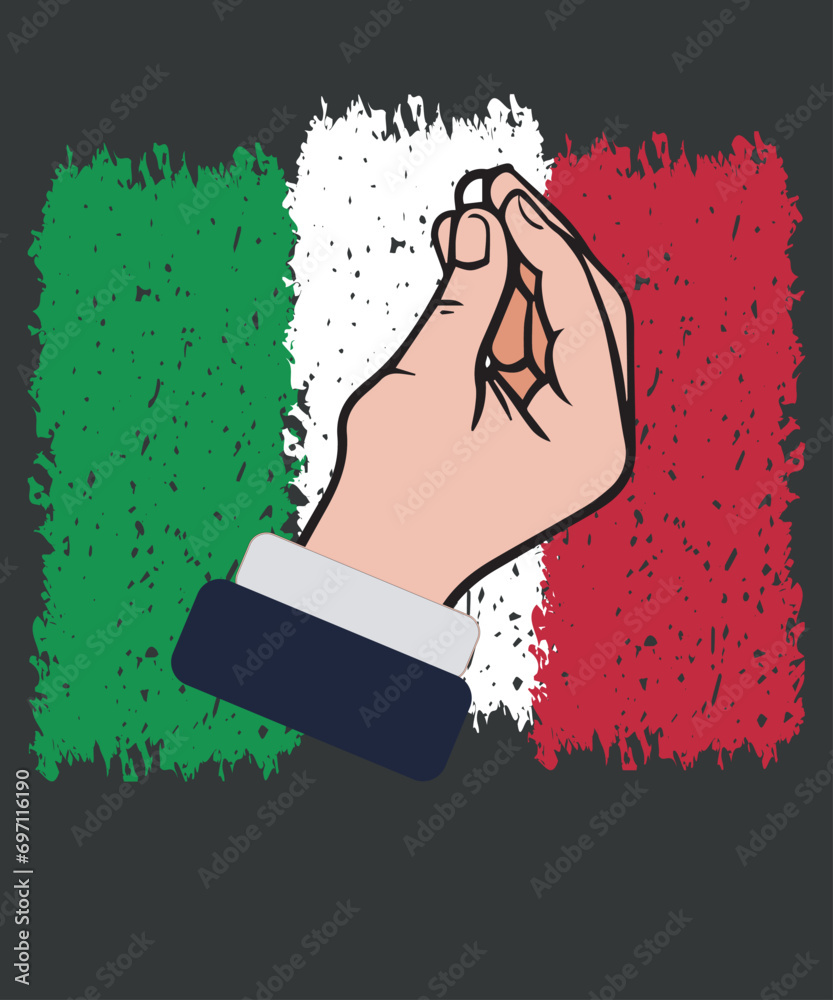 Italy Hand Gesture Italia Italian Flag Pride Funny T-Shirt design ...