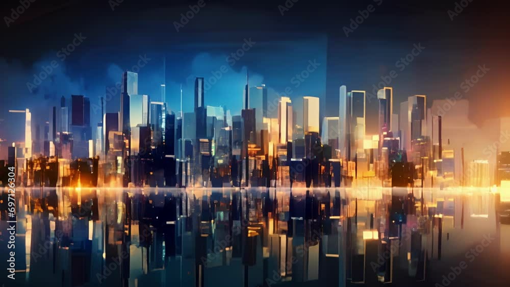 Spectrum City A cityscape with various colored buildings, each ...