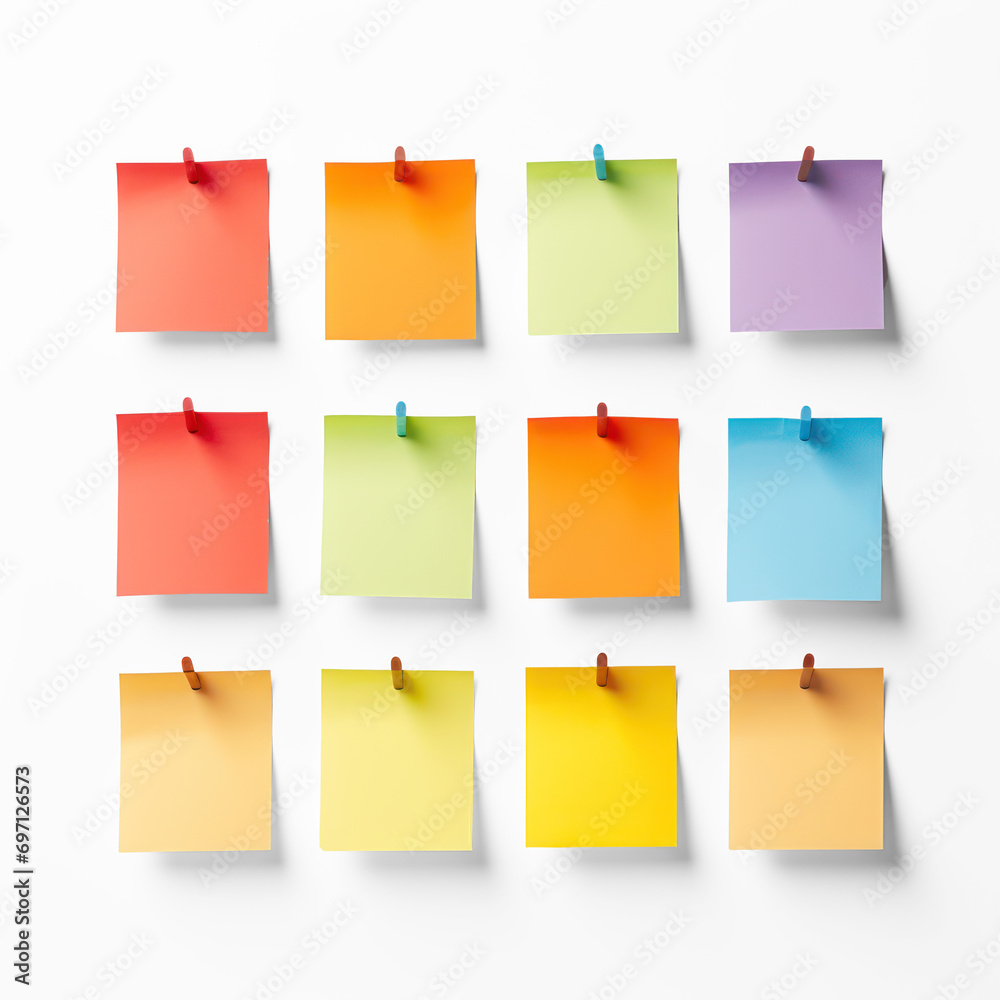 Note paper with pin, binder clip, push pin, adhesive tape and tack ...