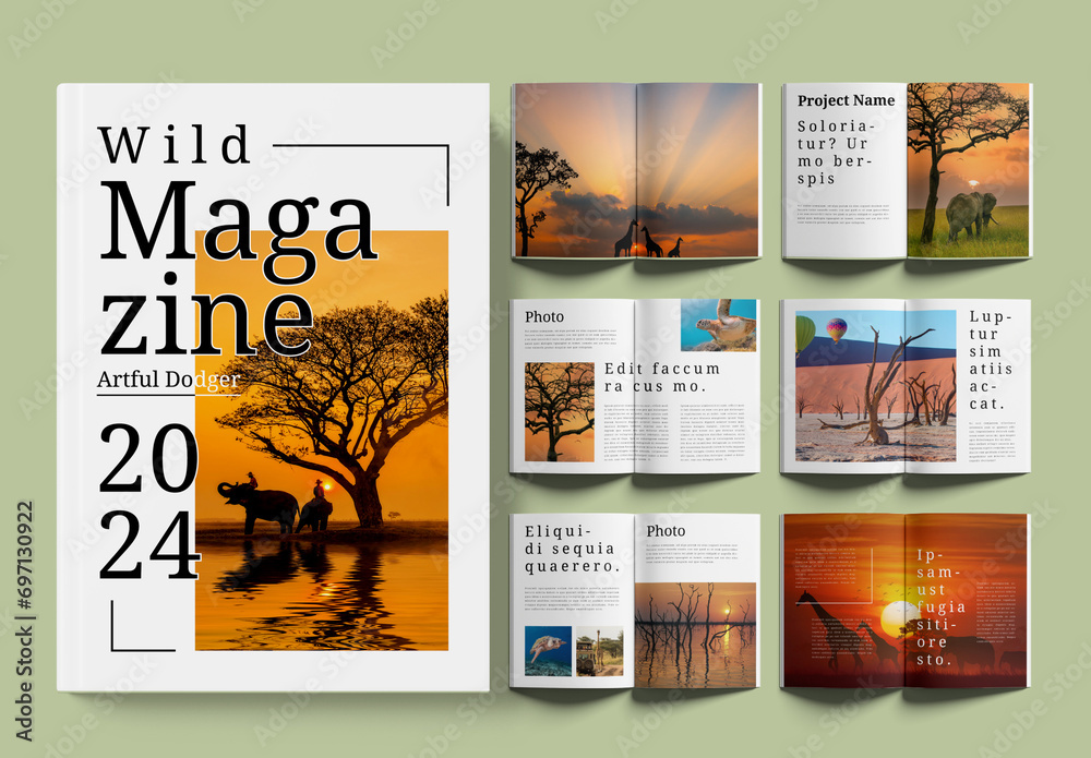 Wild Magazine Layout Stock Template | Adobe Stock