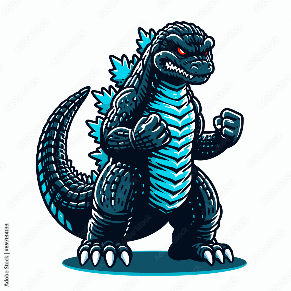 Godzilla hand drawn cartoon illustration Stock Vector | Adobe Stock