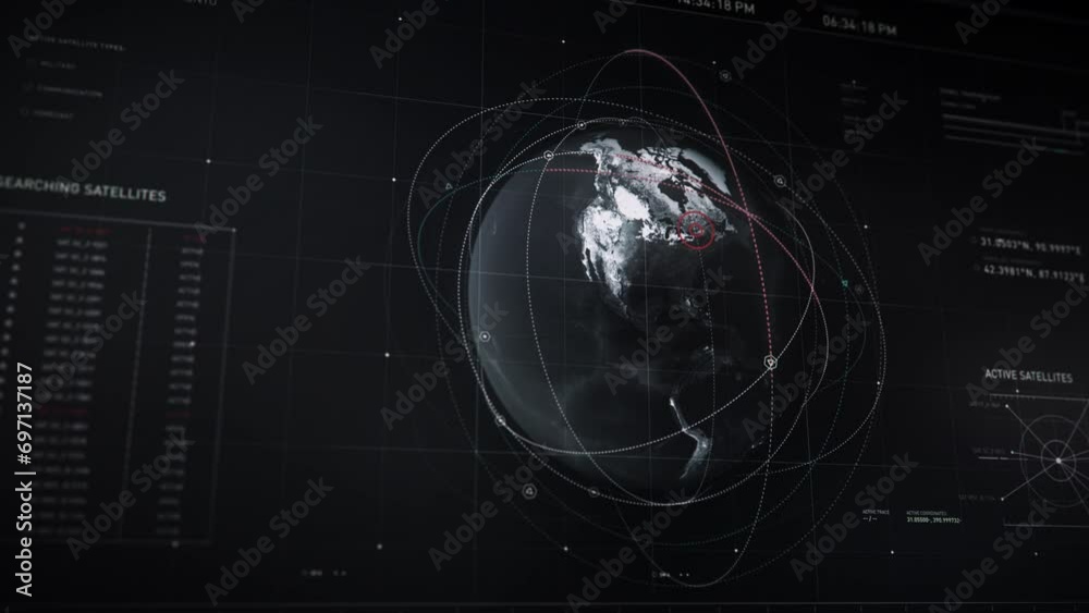 Futuristic Map Interface Shows Globe 3D Model With Highlighted ...