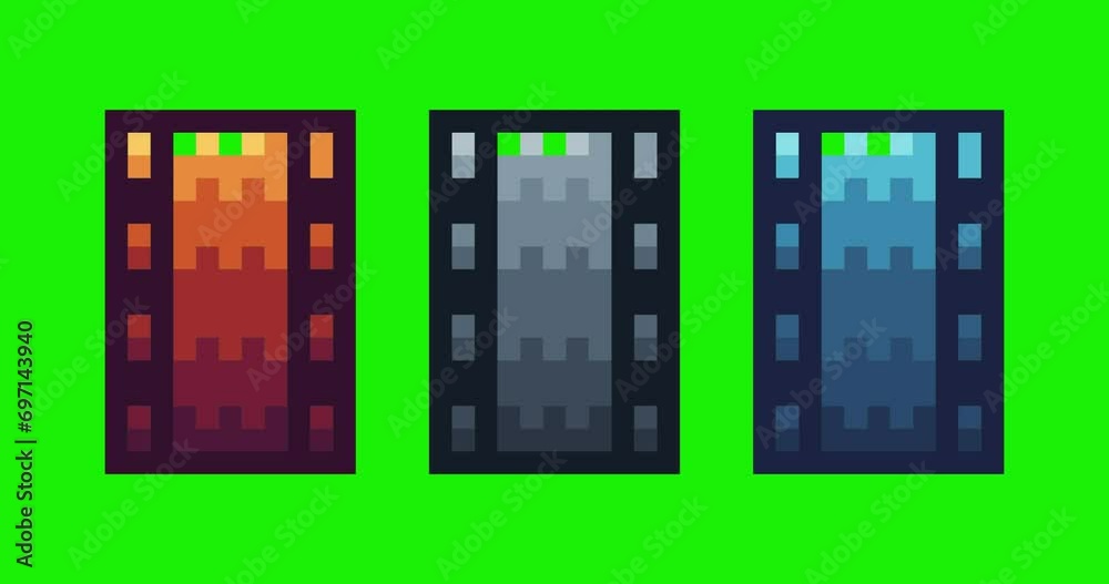 Green screen of Film roll , Film roll paper icon bits pixel slowly ...