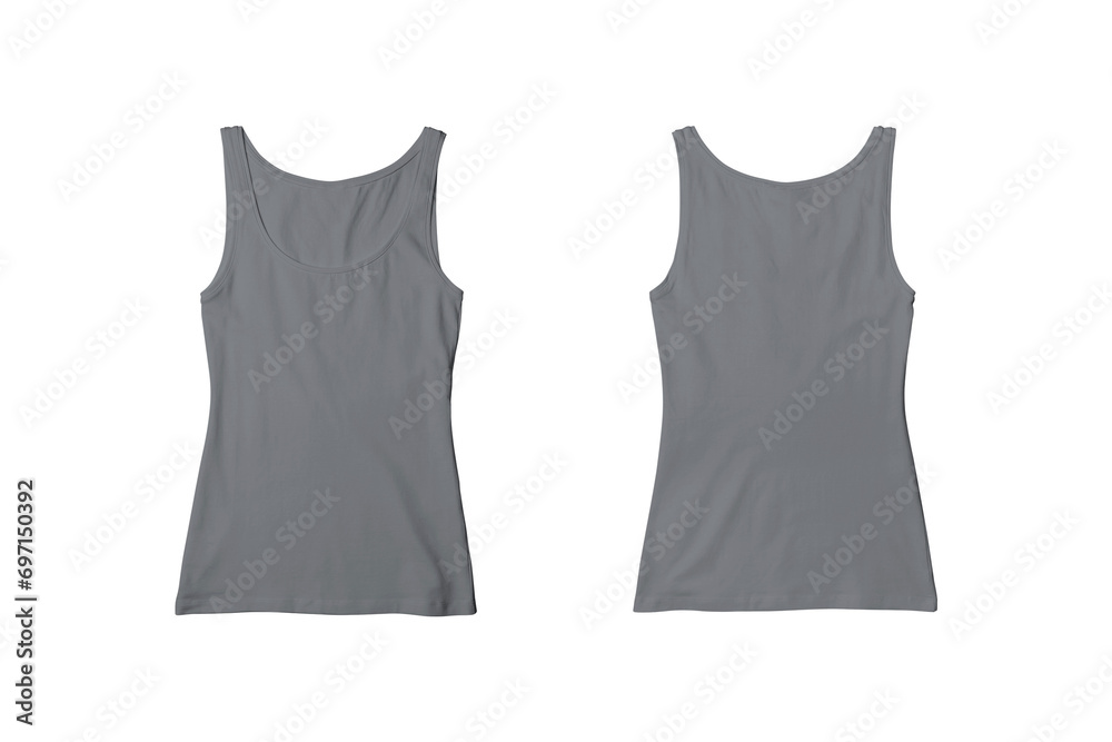 Woman Asphalt Ribbed Tank Top Shirt Front and Back View for Product ...