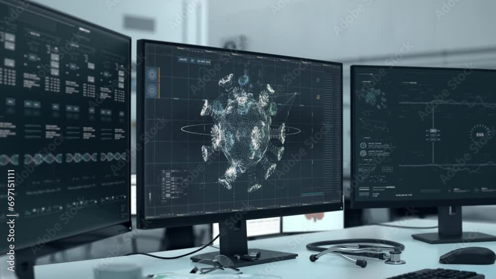 Microbe Infection Scientific Research By High Tech Lab Microscope ...