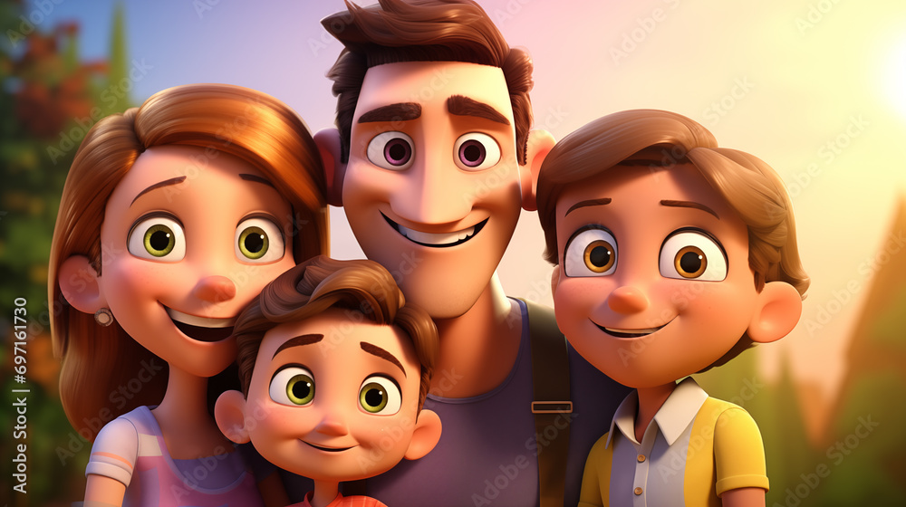 Hand drawn cartoon warm family photo illustration material Stock ...