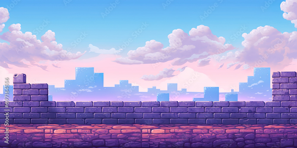 8-bit vintage video game style textured background wall landscape ...