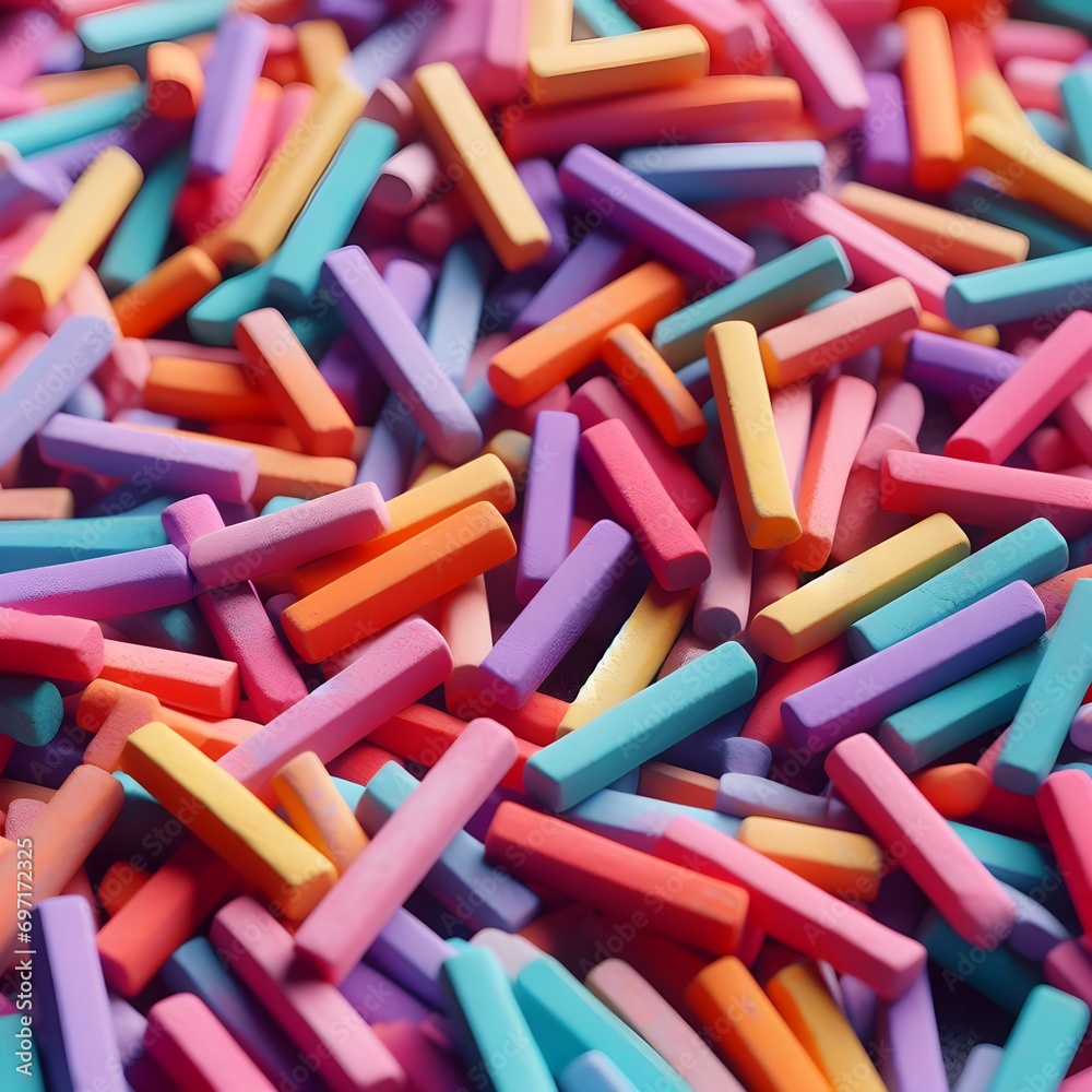 Chalk stick various colors close up, rainbow colorful chalk pastel for ...