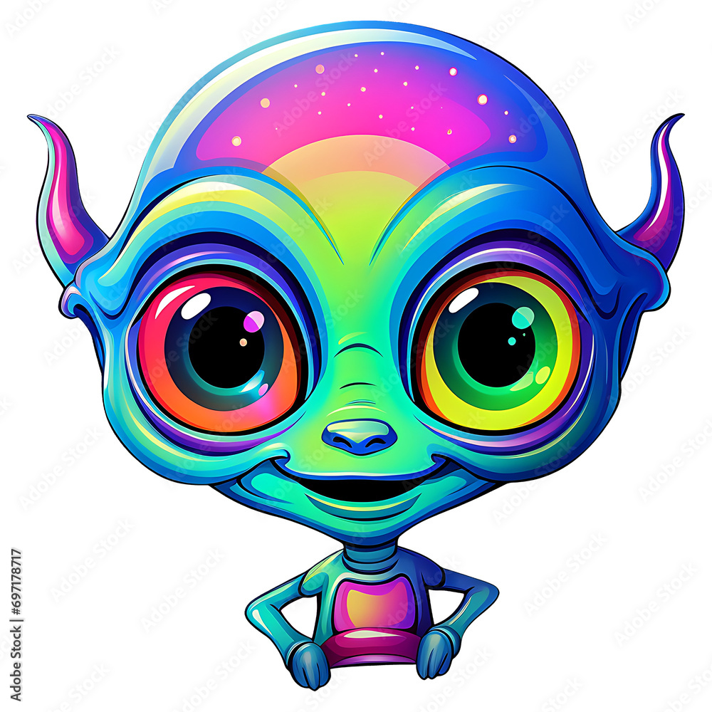 colorful cute alien smiling clipart illustration transparent background ...