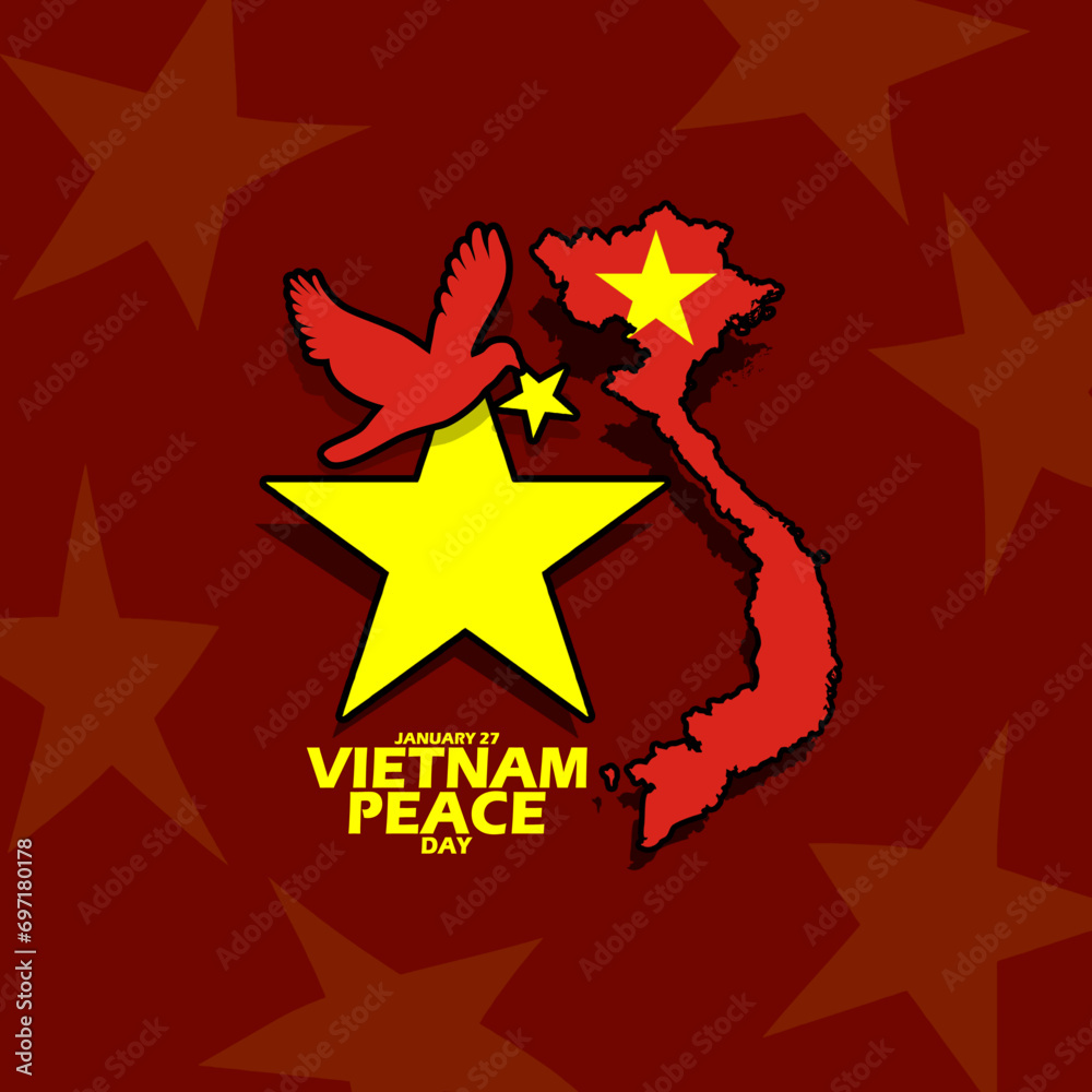 Vietnam Peace Day event banner. Vietnam country map with flag, stars ...