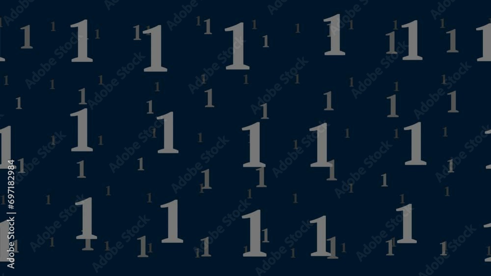 Number one symbols float horizontally from left to right. Parallax fly ...