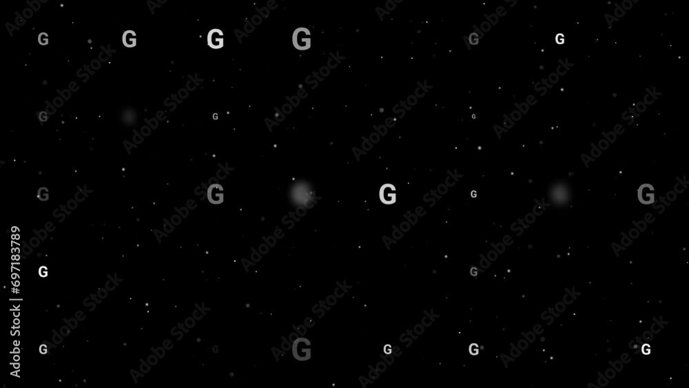 Template animation of evenly spaced capital letter G symbols of ...